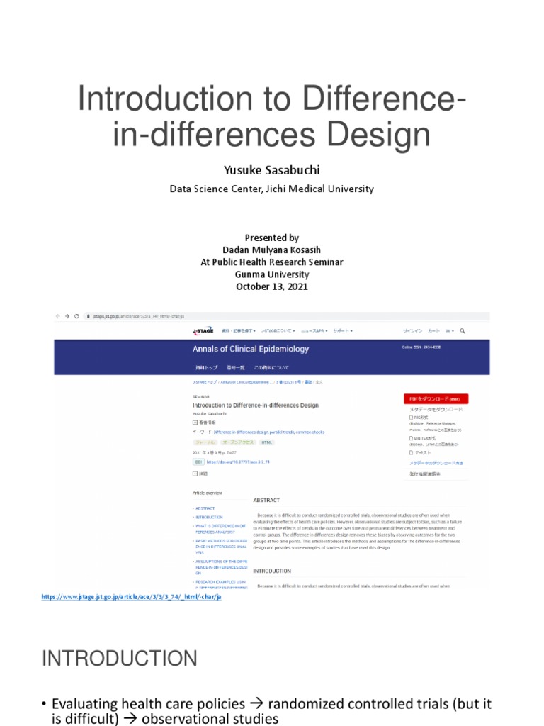 Introduction To Difference-In-Differences Design | PDF | Health ...