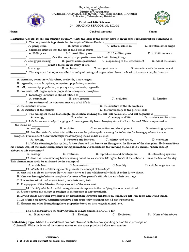 g11 final exam (Autosaved) | PDF | Life | Cellular Respiration