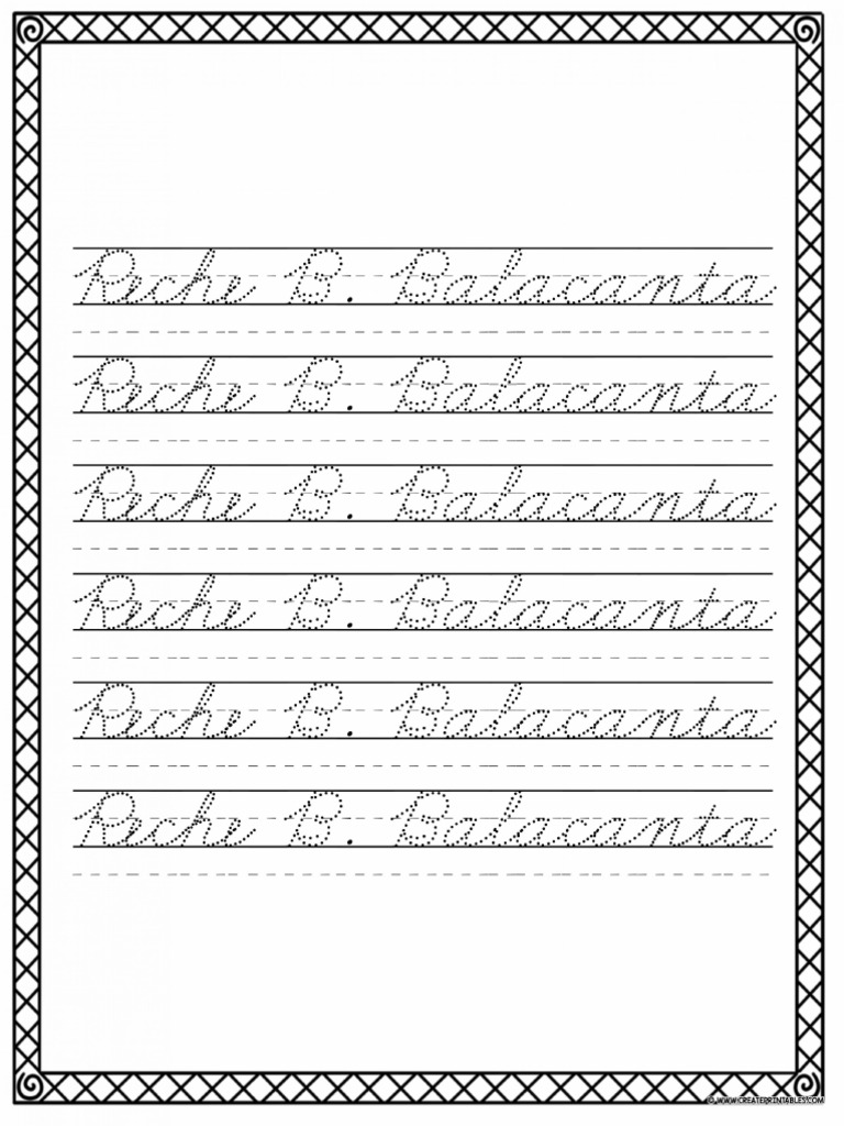 Cursive Name Tracing Worksheet 7AF6 F989 677B | PDF