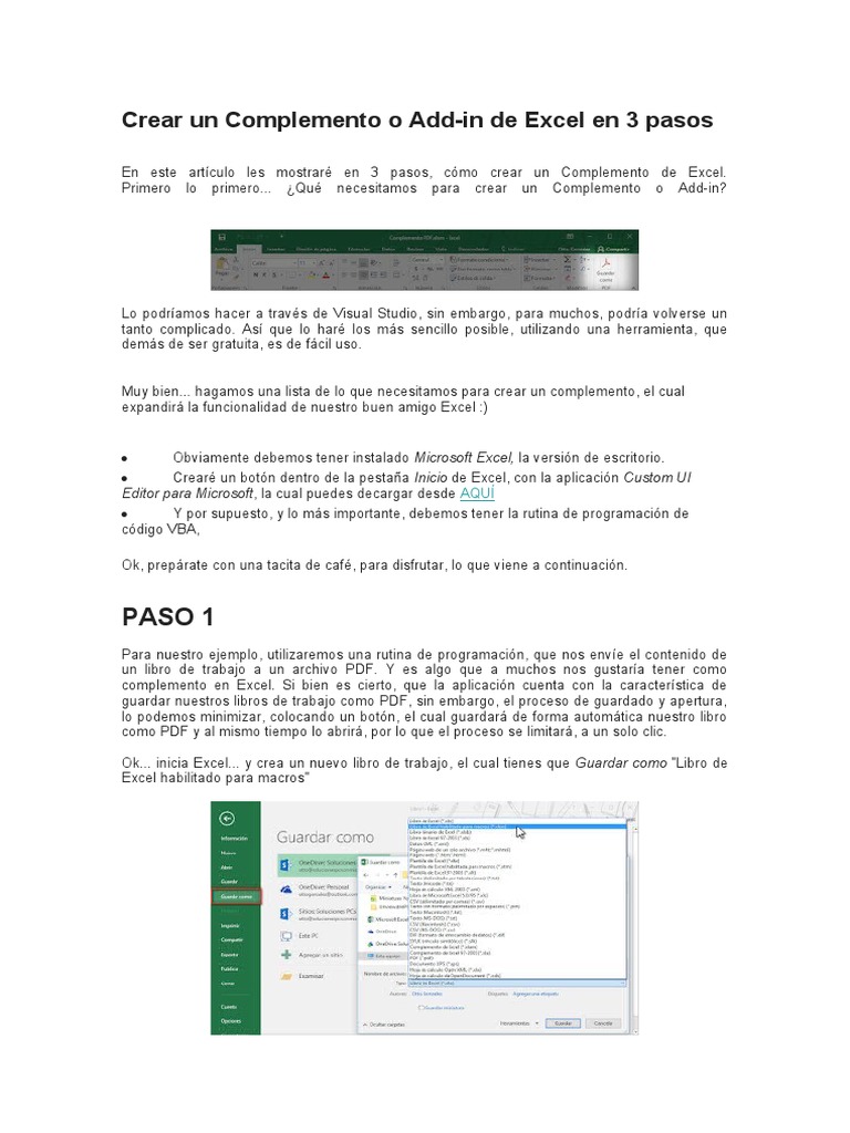 Crear Un Complemento o Add | PDF | Microsoft Excel | Macro (informática)