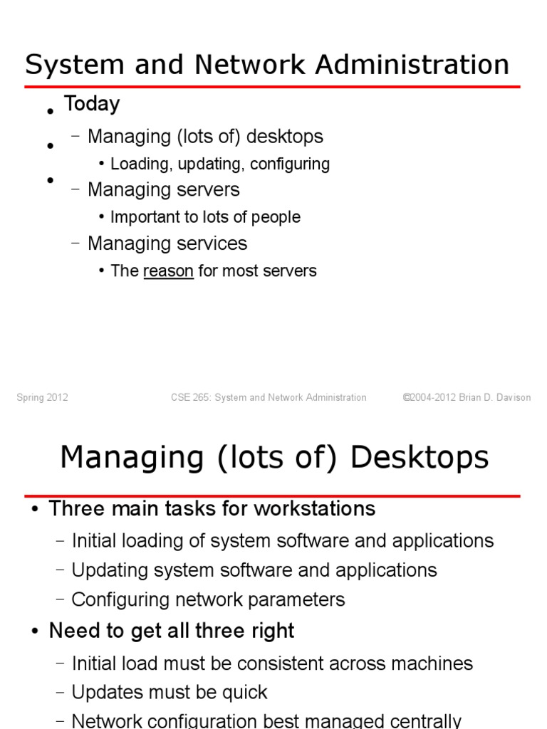 System and Network Administration: Today | PDF | Computer Network | Server (Computing)