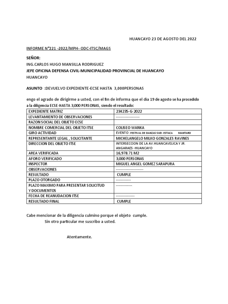 Informe Devolucion Defensa | PDF