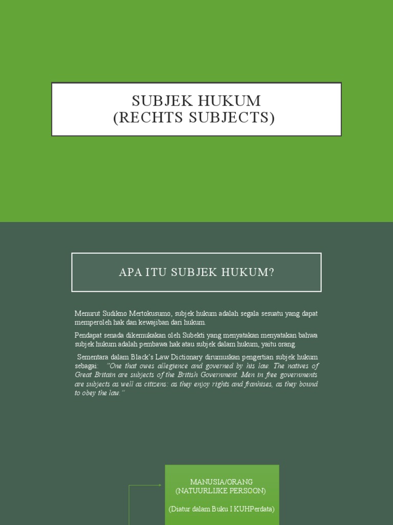Subjek Hukum: Manusia dan Badan Hukum | PDF