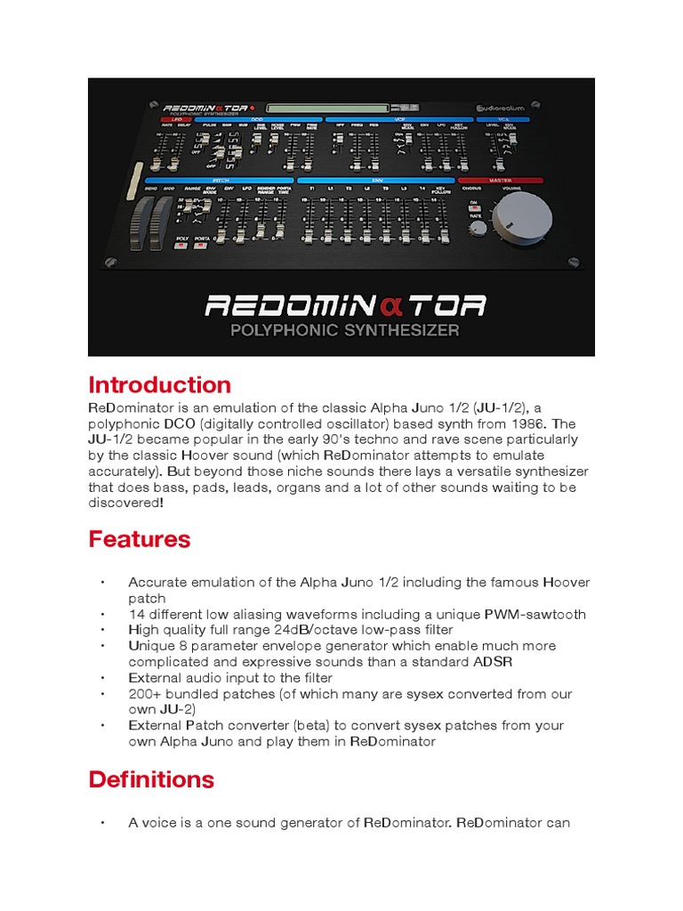 ReDominator Manual 1 0p | PDF | Synthesizer | Electronics
