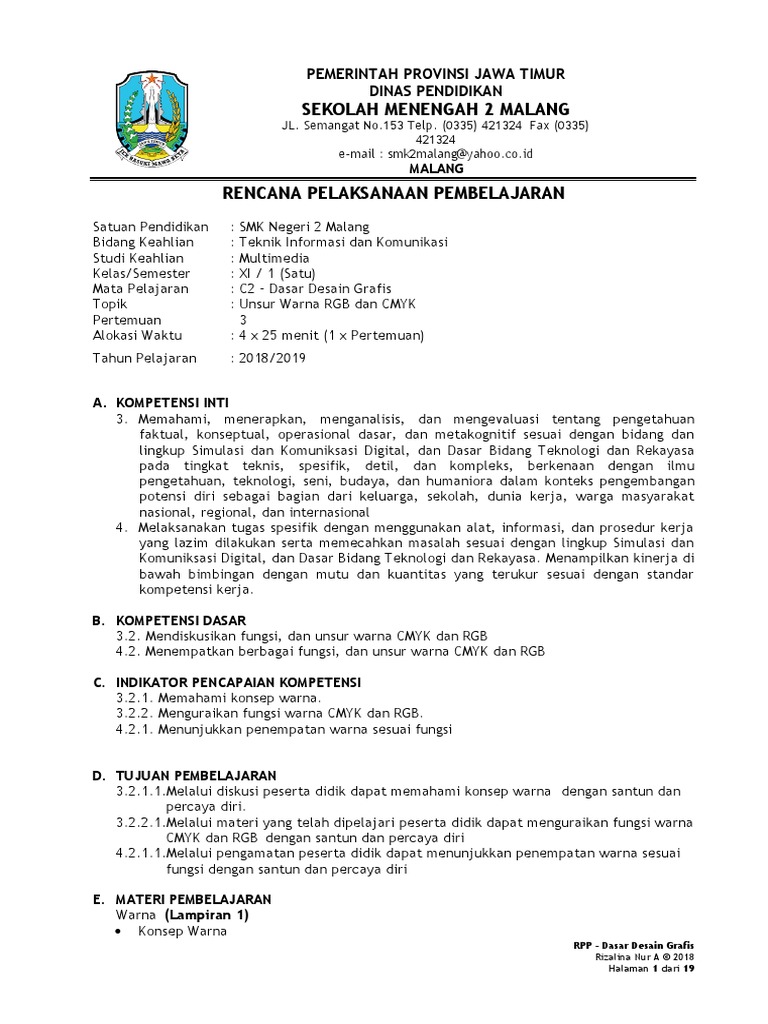 RPP KD 32 Dasar Desain Grafisdocx | PDF