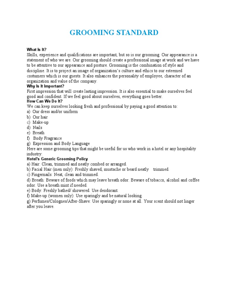 Grooming Standard: What Is It? | PDF | Perfume | Shoe