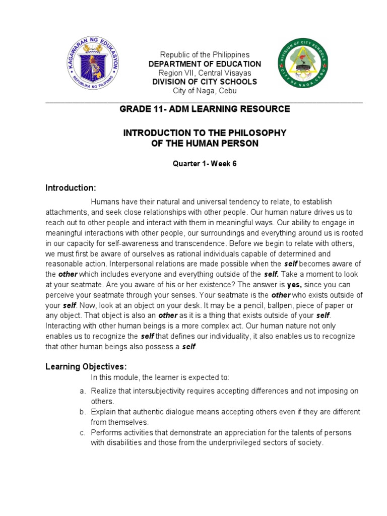 Grade 11 Philosophy Module | PDF | Empathy | Emotions