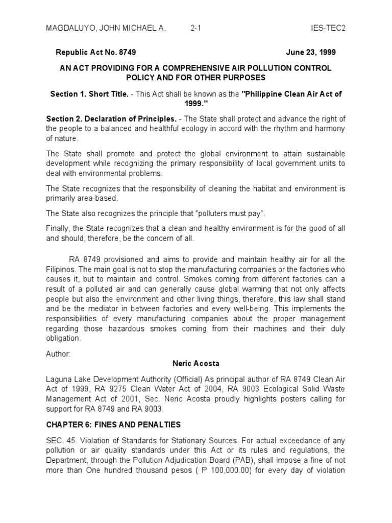 Magdaluyo - Module 7 Activity | PDF | Fine (Penalty) | Environmental ...