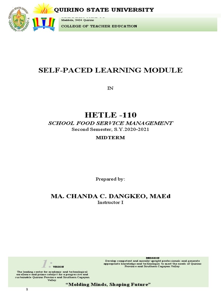 Self-Paced Learning Module: HETLE - 110 | Download Free PDF | Grilling | Hand Washing