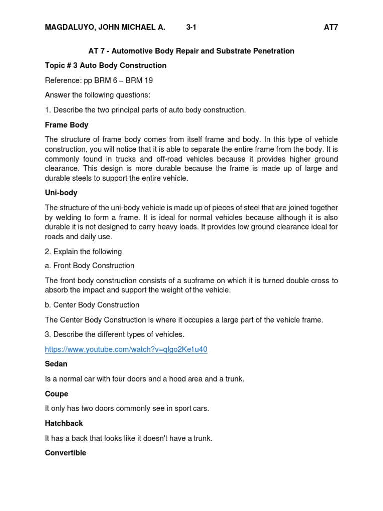 Auto Body Construction Overview | PDF | Sport Utility Vehicle | Trunk (Car)