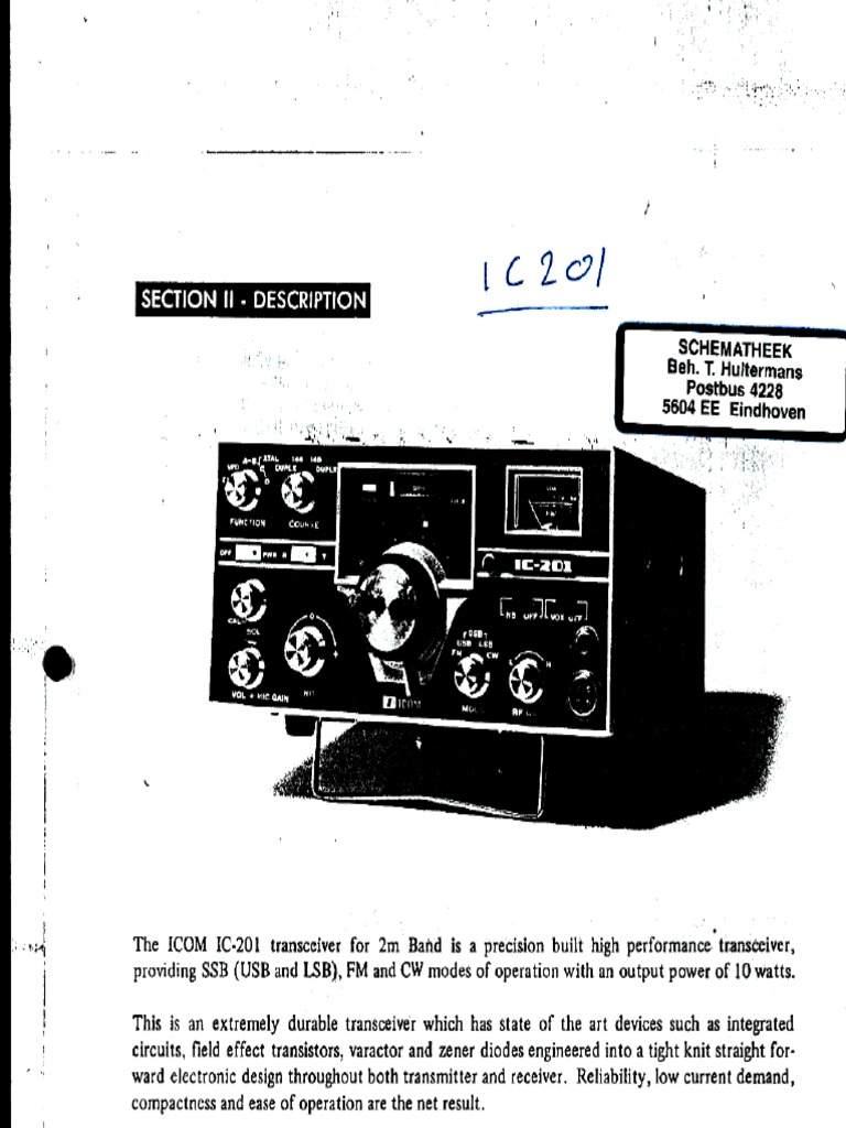 Icom Ic-201 Transceiver SCH | PDF