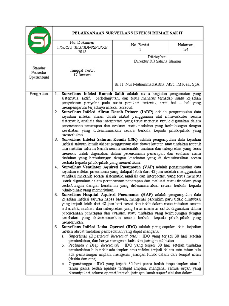 Spo Pelaksanaan Surveilans Infeksi Rumah Sakit | PDF