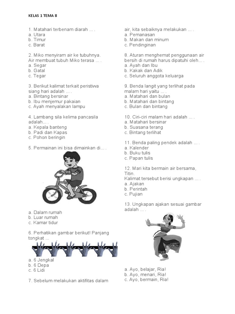 Kelas 1 Tema 8 | PDF