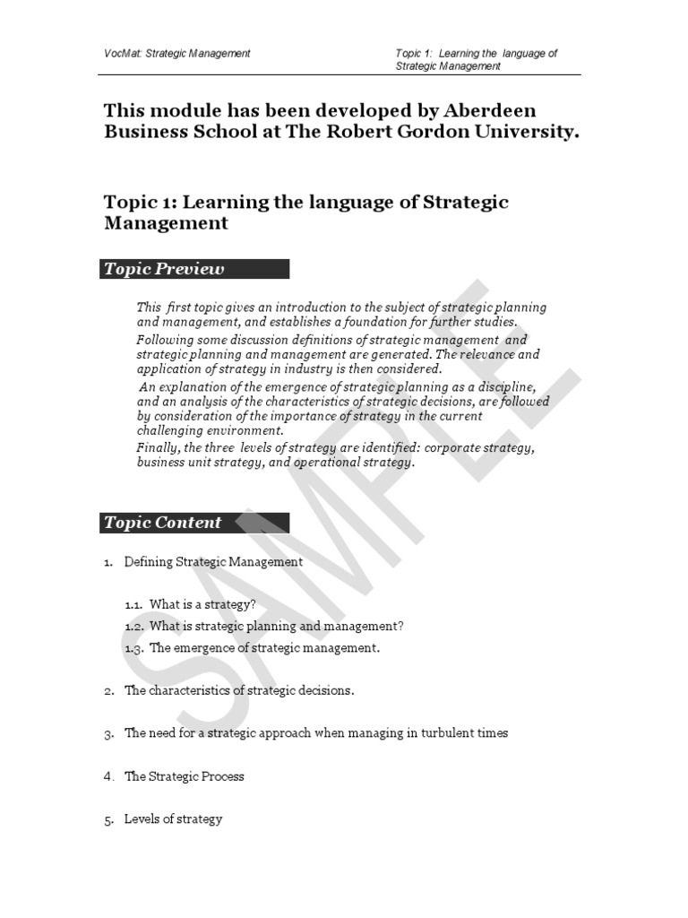 This Module Has Been Developed by Aberdeen Business School at The ...