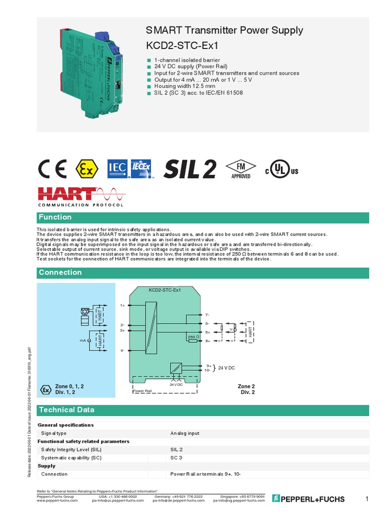 SMART Transmitter Power Supply KCD2-STC-Ex1: Function | PDF | Power ...
