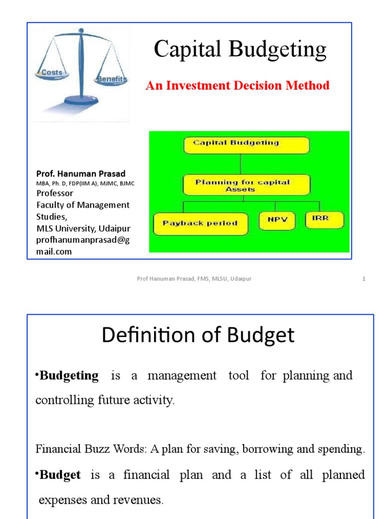 Capital Budgeting: An Investment Decision Method | PDF | Net Present ...