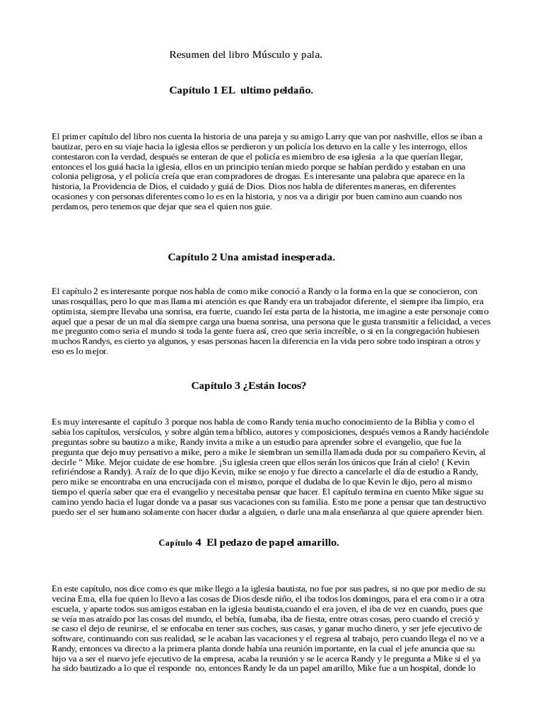 resumen musculo y pala.DOCX | PDF | Iglesia Católica | Biblia