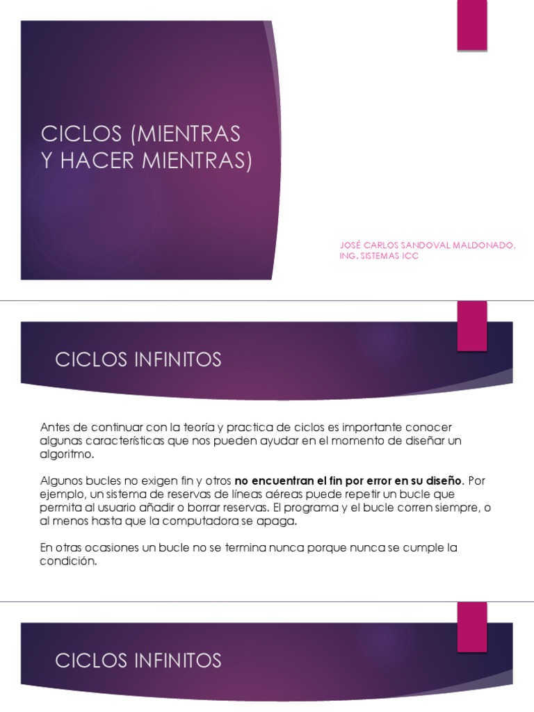 Ciclos (Mientras Y Hacer Mientras) : José Carlos Sandoval Maldonado, Ing. Sistemas Icc | PDF ...