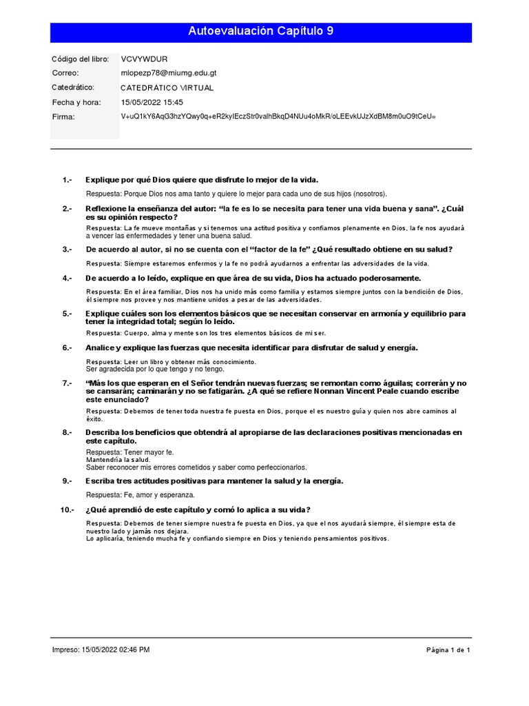 Cuestionario, Cap.9 | PDF