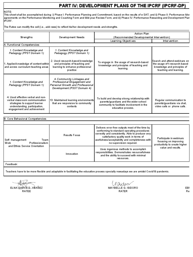 Obj. 18 Part IV Development Plans | PDF | Learning | Pedagogy