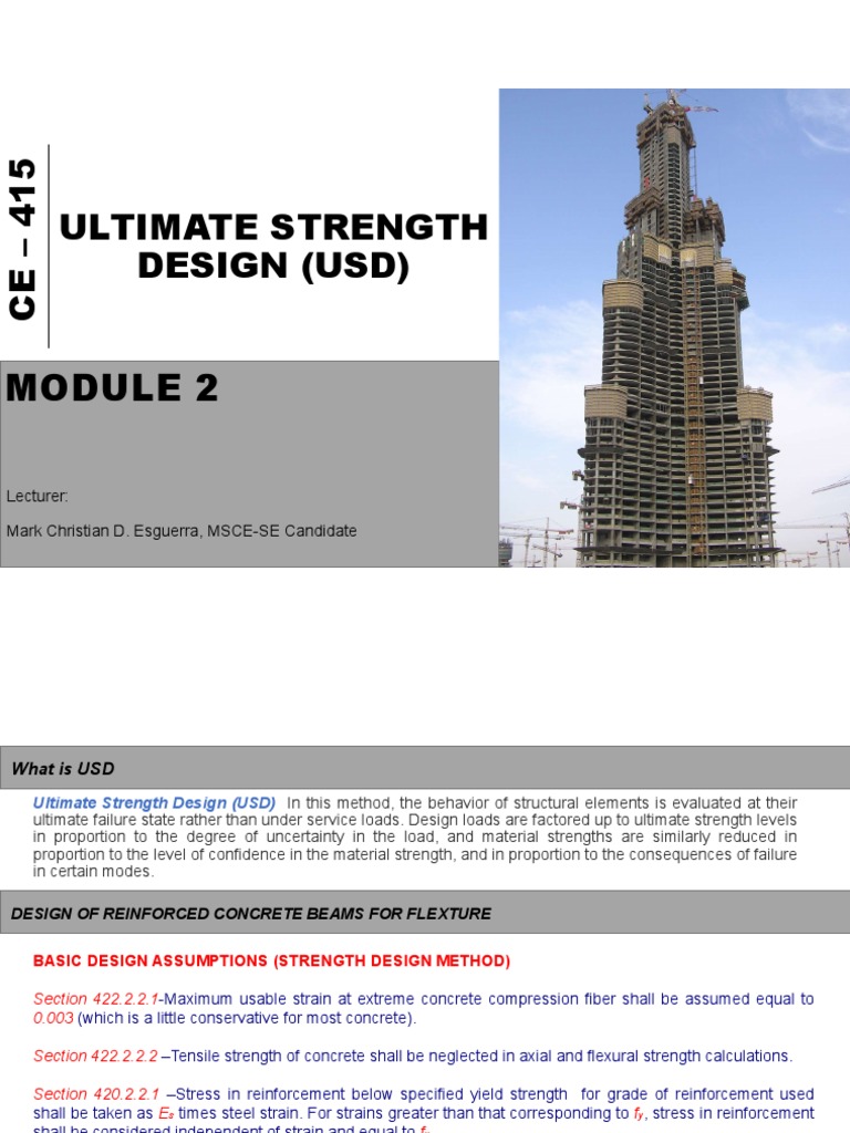 Ultimate Strength Design (Usd) : Lecturer: Mark Christian D. Esguerra ...
