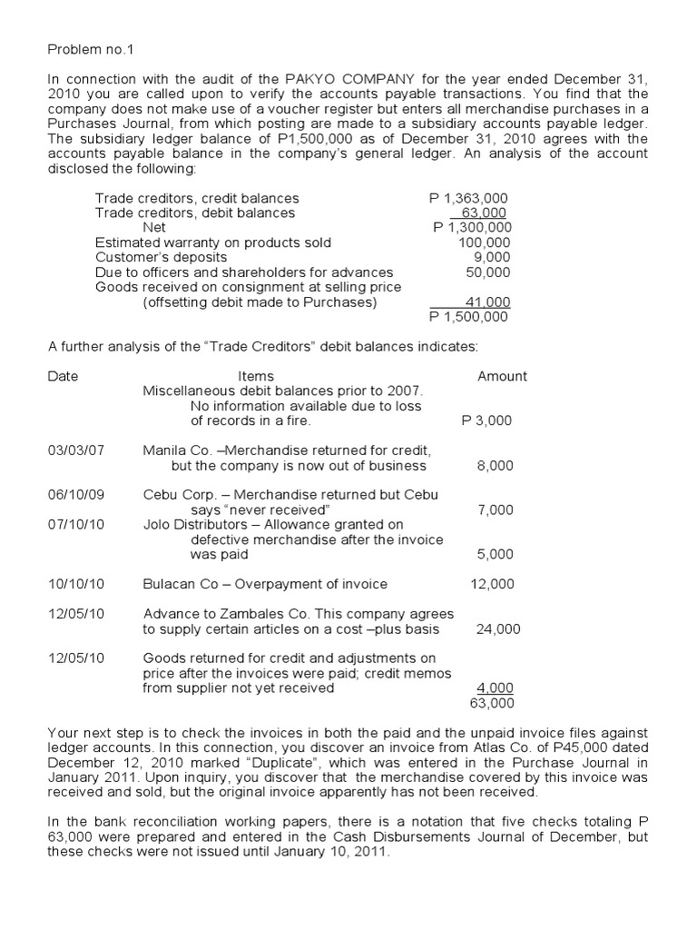 Analysis of Accounts Payable and Accrued Liabilities for PAKYO COMPANY ...