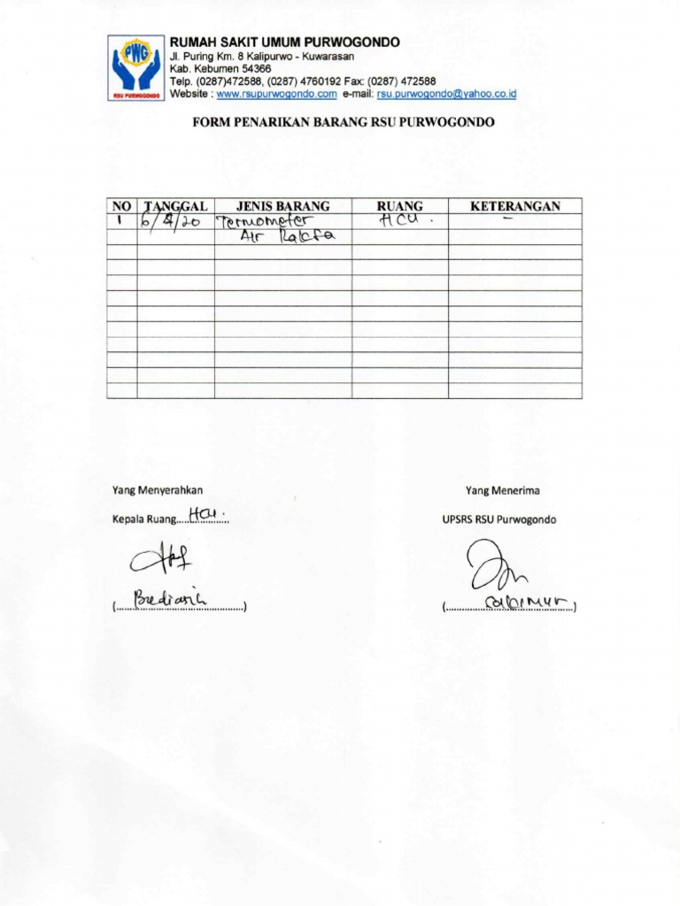 FORM PENARIKAN ALAT 1 | PDF