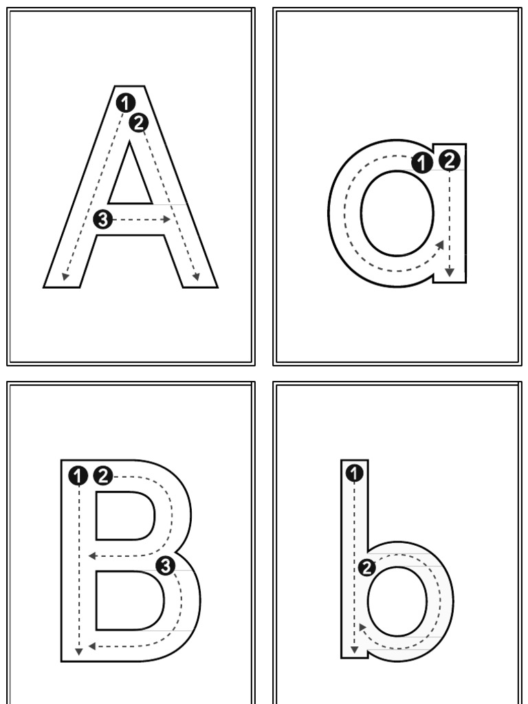 Para Imprimir Tarjetas Grafomotrices Abecedario Mayúscula y Minúscula | PDF