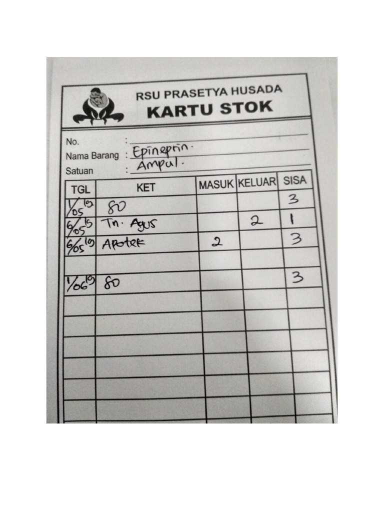 Kartu Stok Obat Emergency Pdf