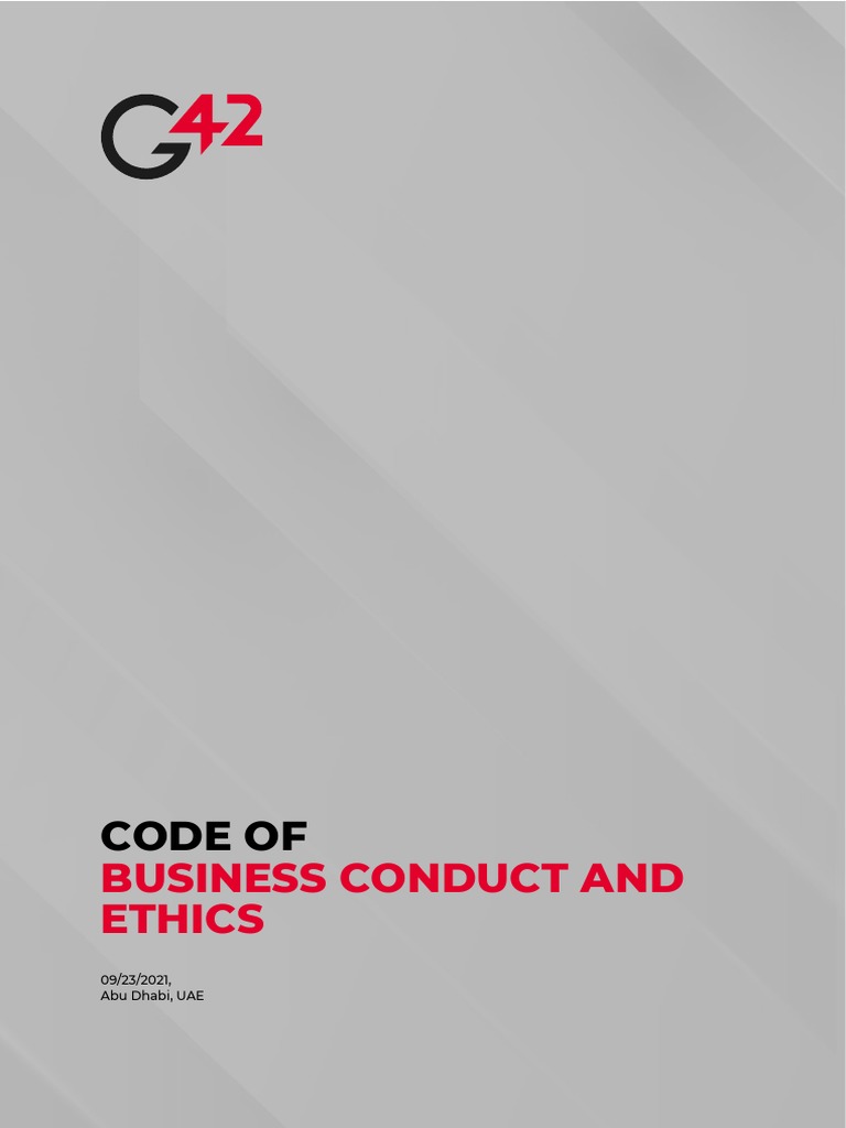G42 Code of Conduct | PDF | Money Laundering | Applied Ethics