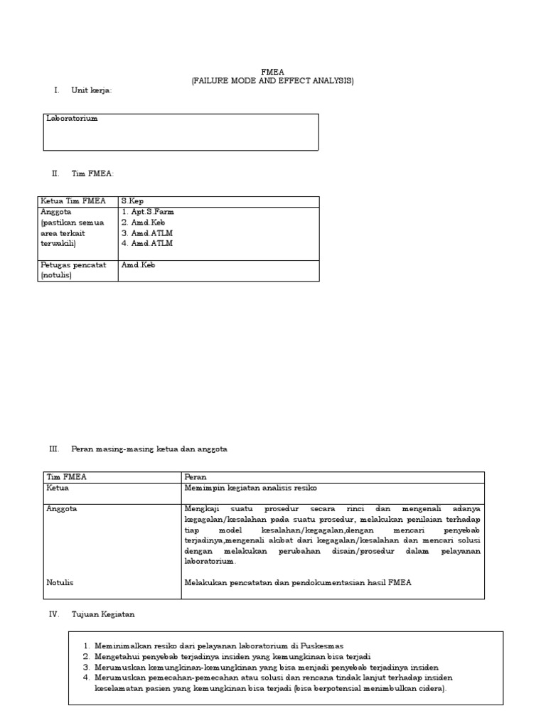 FMEA Lab PKM Wonogiri | PDF