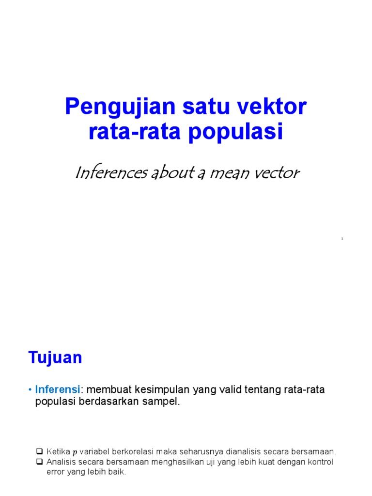 Uji Rata-rata Populasi dan Vektor | PDF | Metode & Bahan Ajar | Sains ...