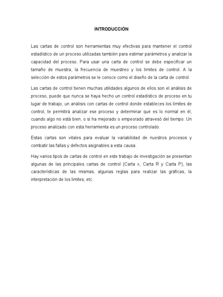 Cartas de Control | PDF | Desviación Estándar | Calidad (comercial)