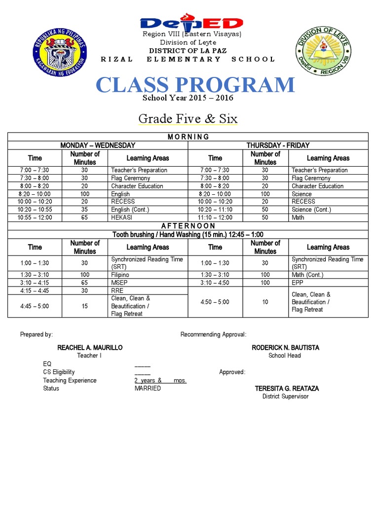 class program grade 5&6 | PDF
