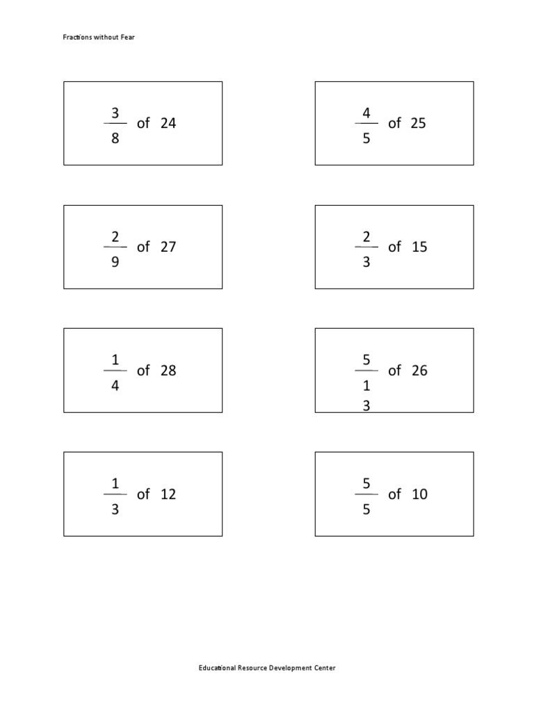 Fraction Cards Template-3 | PDF