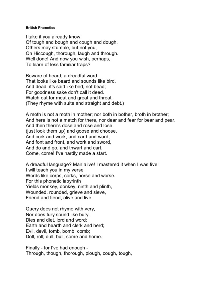 British Phonetics | PDF | Poetry