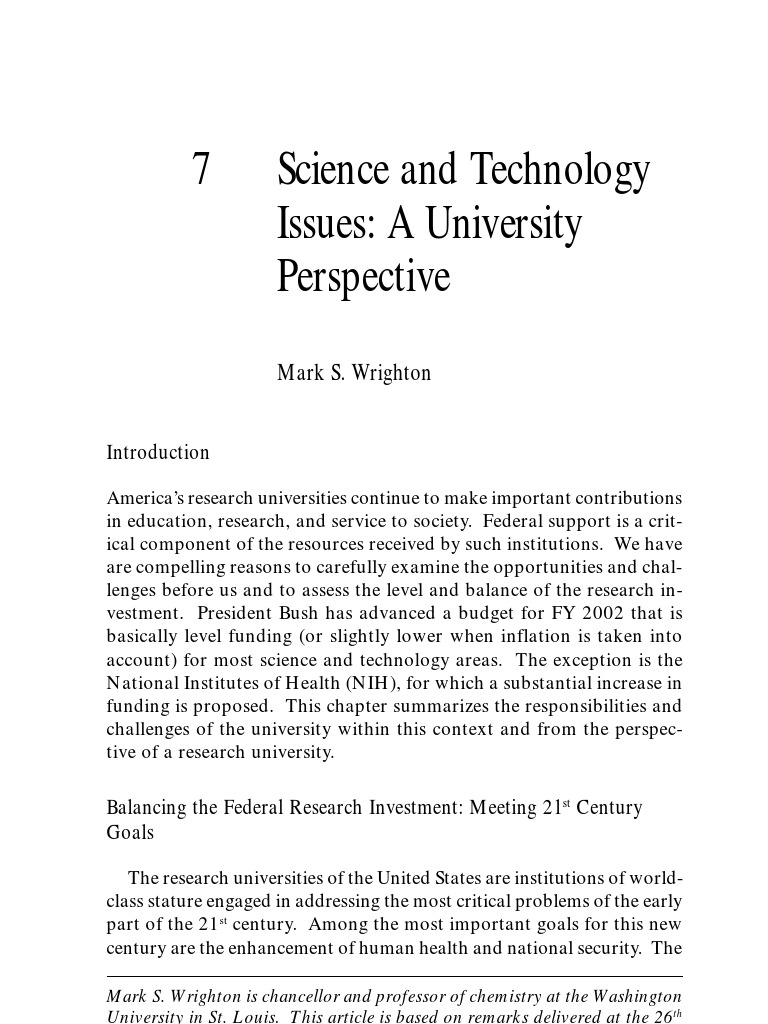7 Science and Technology Issues: A University Perspective: Mark S ...