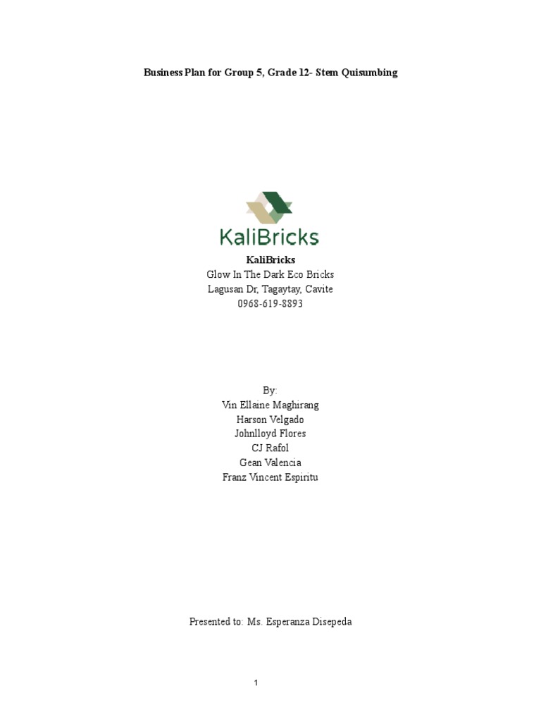 Glow-in-the-Dark Eco Bricks Business Plan | PDF | Brick | Retail