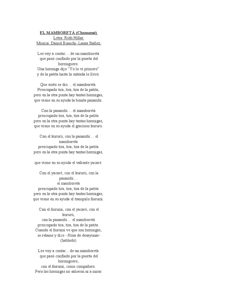 Letra de la canción El Mamboretá | PDF