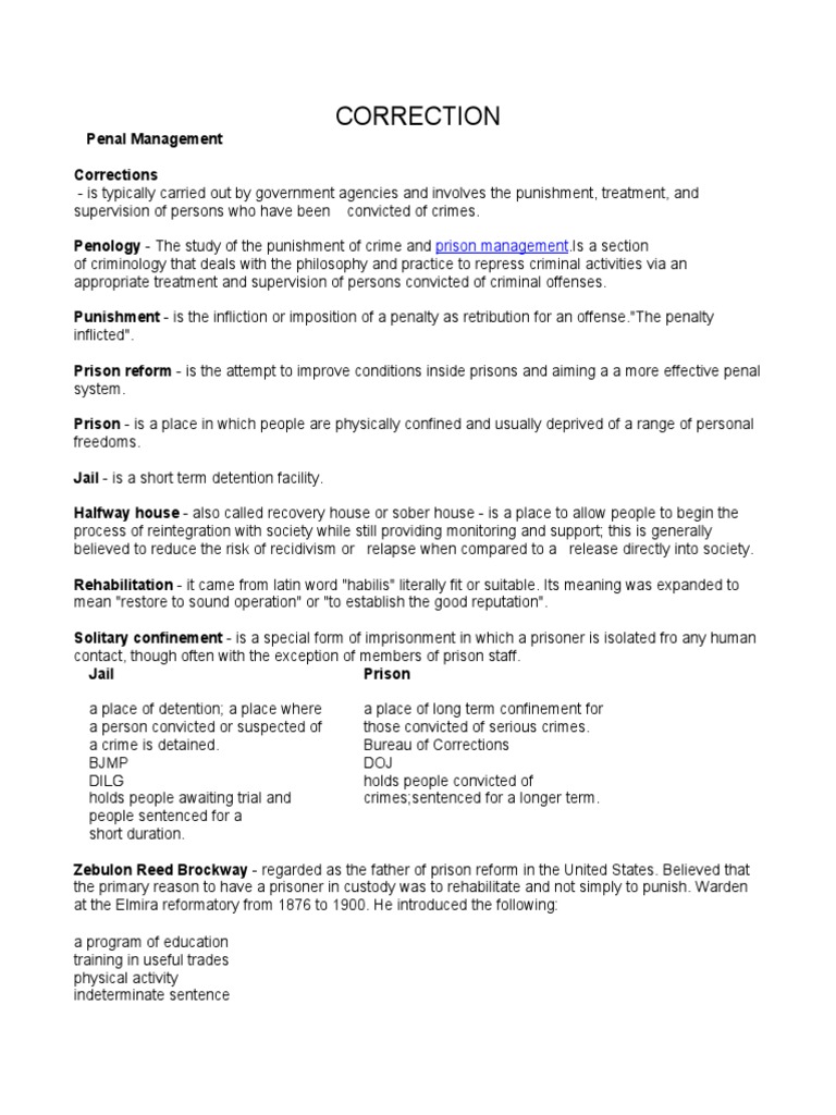 Correction: Prison Management | PDF | Probation | Prison