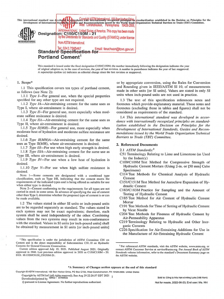 Astm C150.C150M-21 | PDF