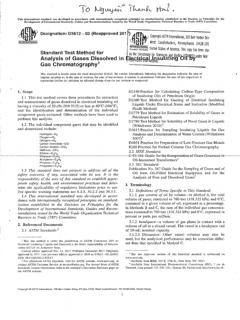 Astm D 3612 - 2017 | PDF