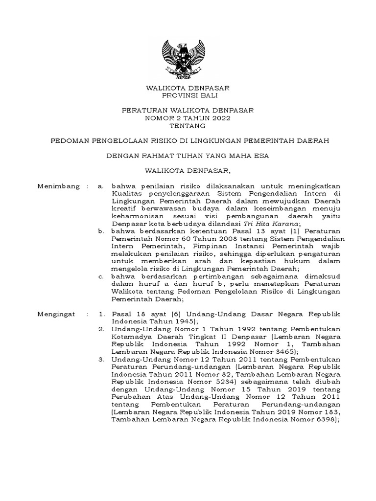 Perwali 2 TH 2022 MR Lengkap | PDF