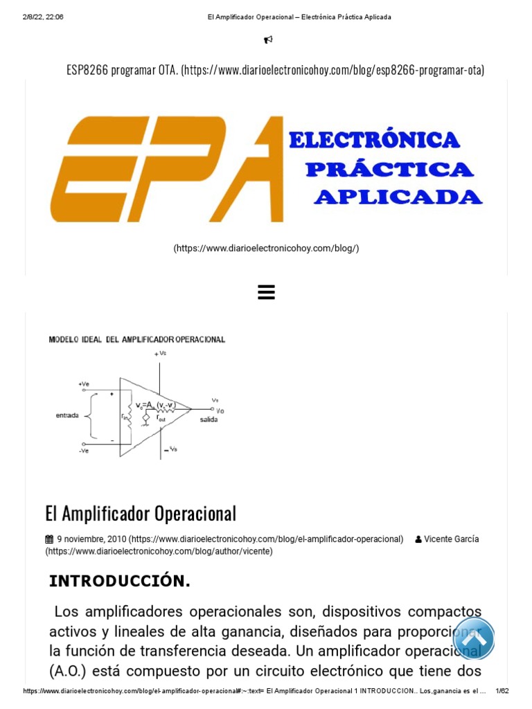El Amplificador Operacional - Electrónica Práctica Aplicada | PDF | Amplificador operacional ...