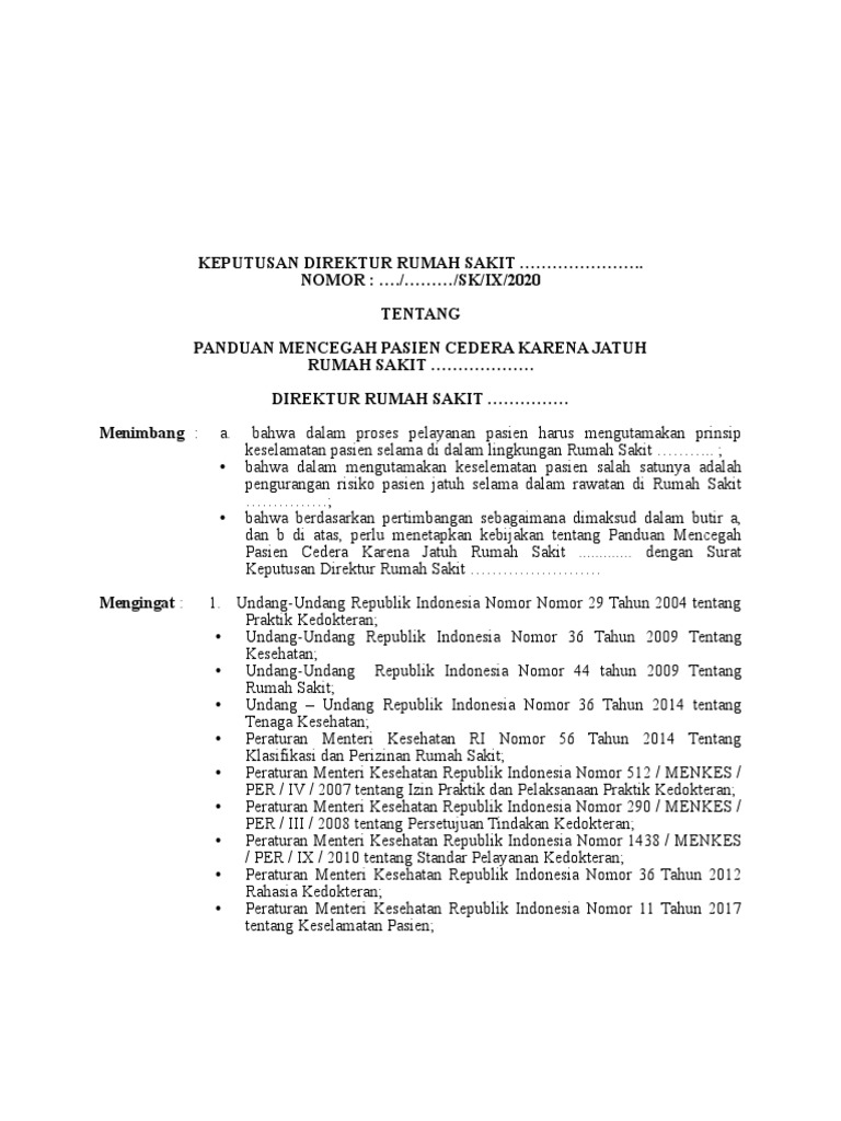 Panduan Mencegah Pasien Cedera Karena Jatuh | PDF