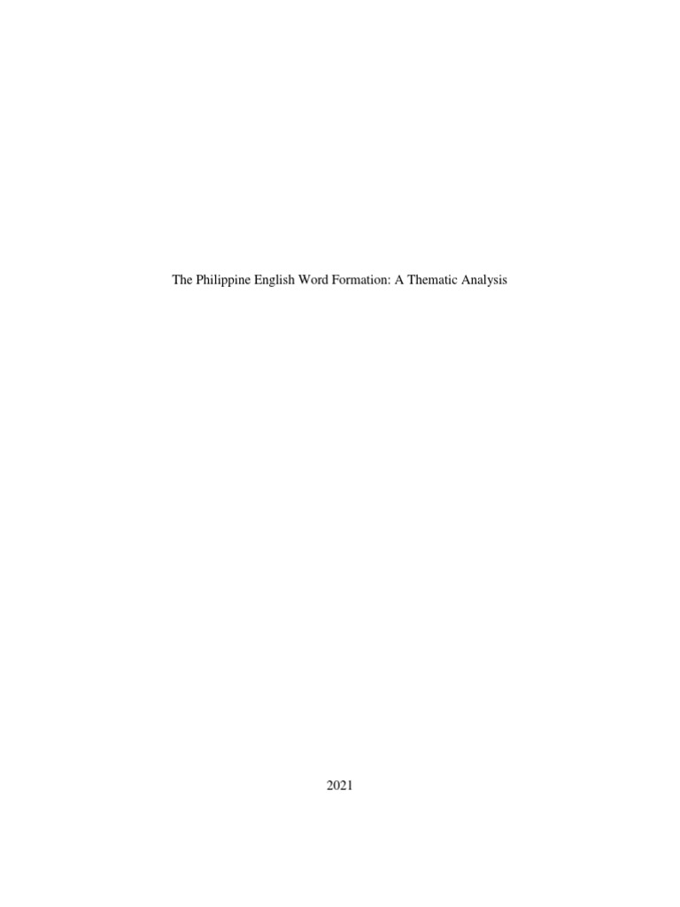 Thesis Philippine English Word Formation | PDF | First Language ...