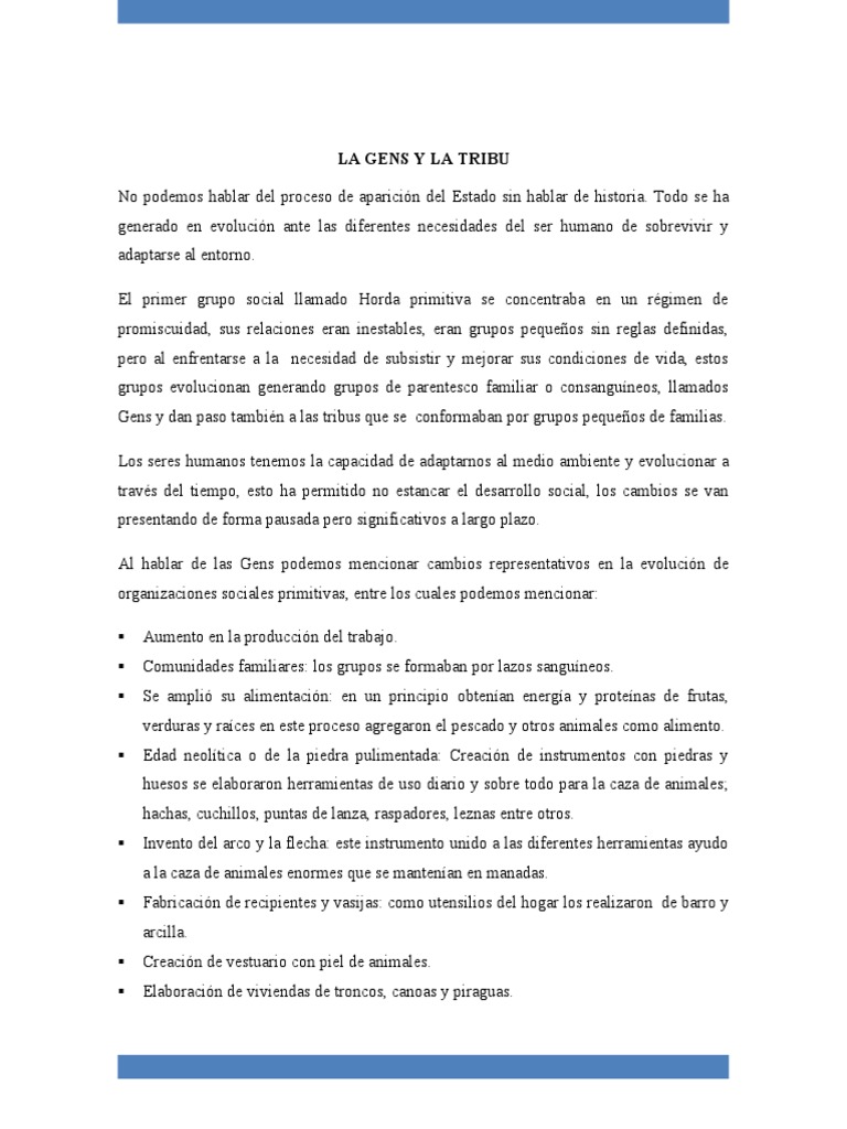 La Gens y La Tribu | PDF | Tribu | Herramientas