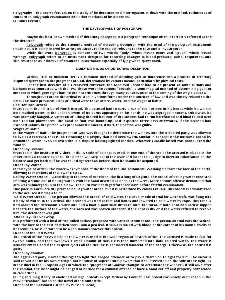 Polygraphy | PDF | Polygraph | Lie