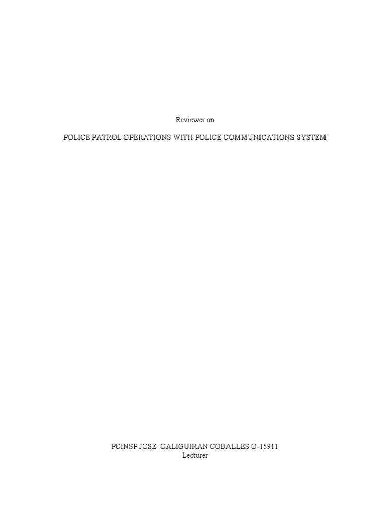Reviewer On Police Patrol Operations With Police Communications System ...