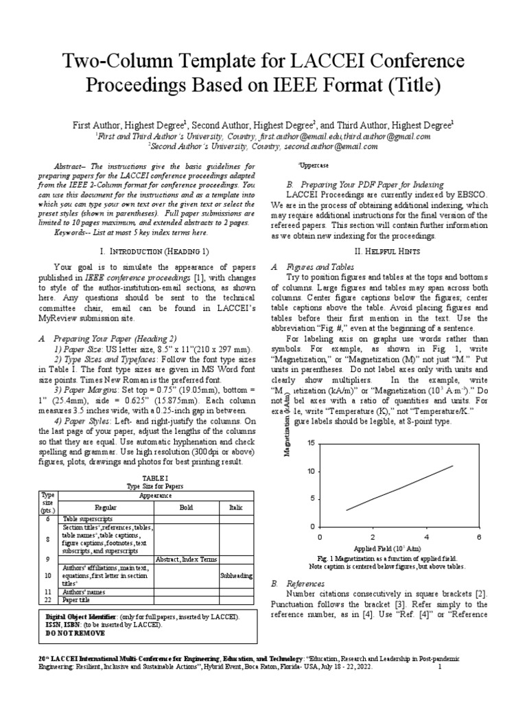 FORMATO PAPER Template2022-LACCEI | PDF | Typefaces | Bracket